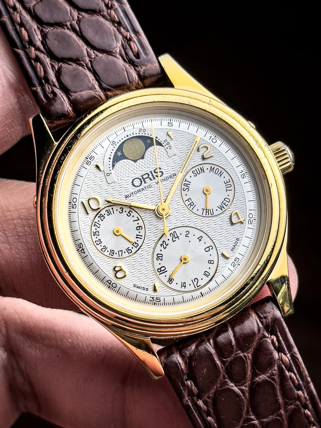1990s Oris Demi Gold Atelier Moon-phase Complication Ref 7433B | Great ...