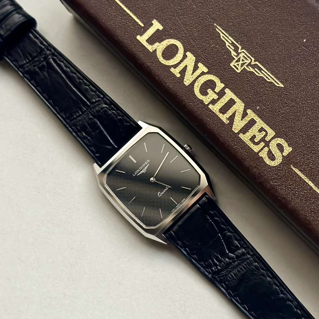 1970s Longines Tank – Black Honeycomb Dial (Ref. 761.6223)