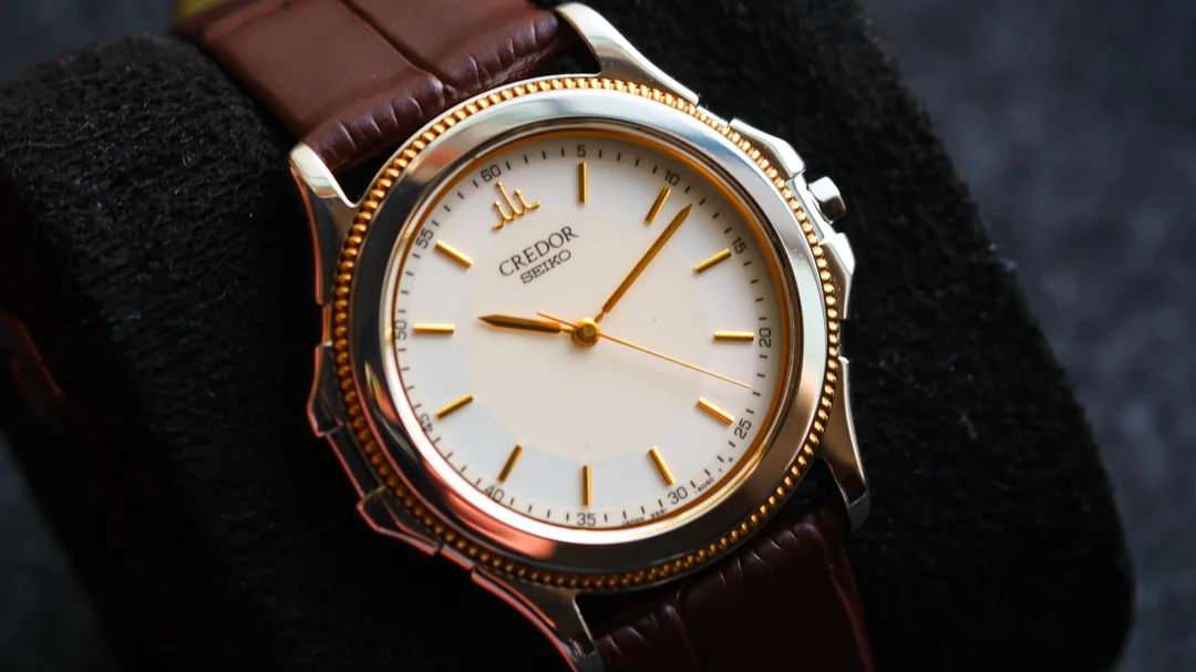 Credor Pacifique Leather Strap 9581-6060 18K Gold Bezel two tone Dial ...