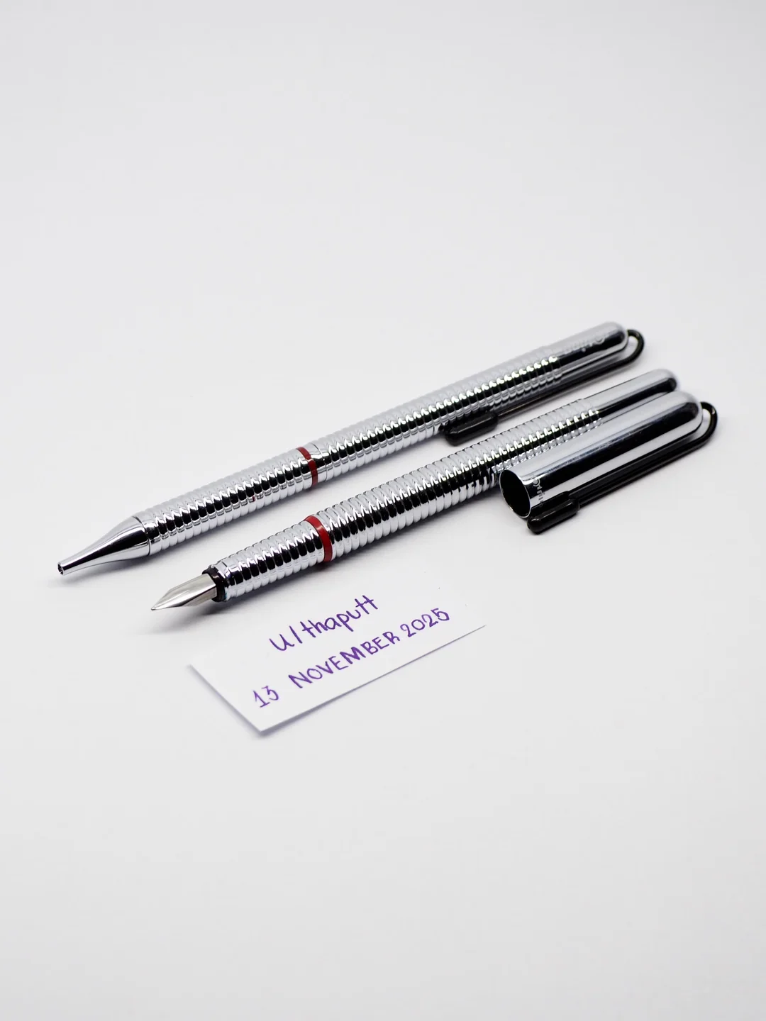 Rotring 900 Fountain Pen and Side-knock Rollerball (Chrome)