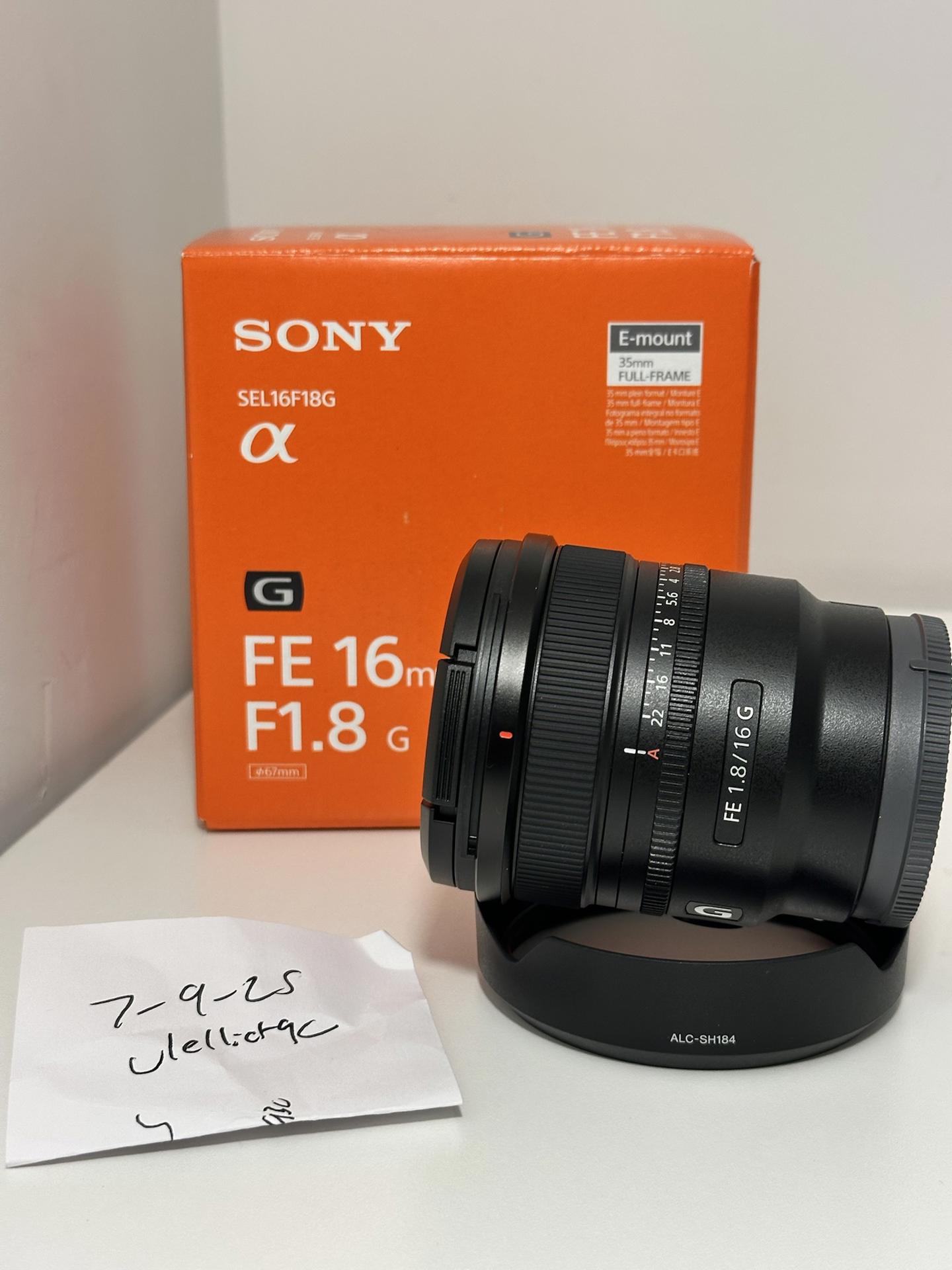 Sony 16mm f1.8 G FE full frame lens